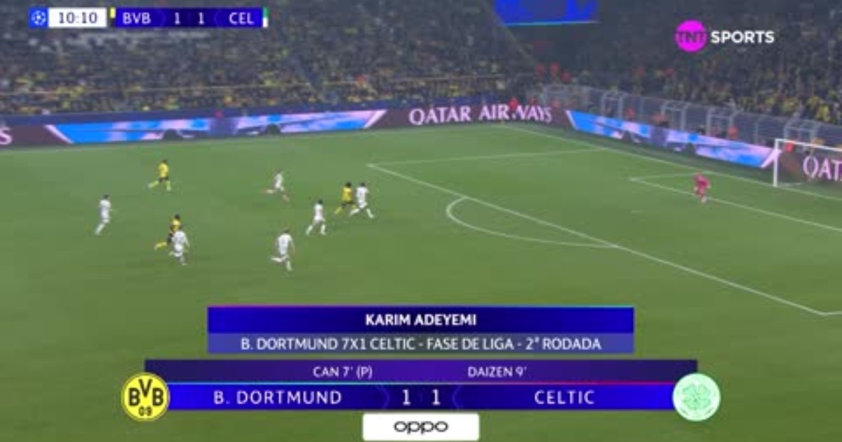 Hat-trick de Adeyemi, contra o Celtic, pela segunda rodada da Fase de ...